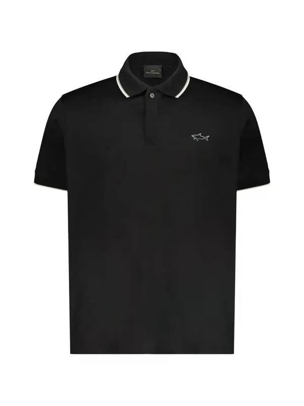 Paul & Shark Logo-embroidered Tipped-trim Polo Shirt - Black