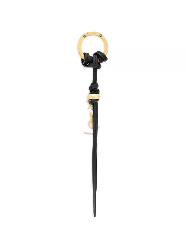Saint Laurent Cassandre Knotted Leather Keyring - Black