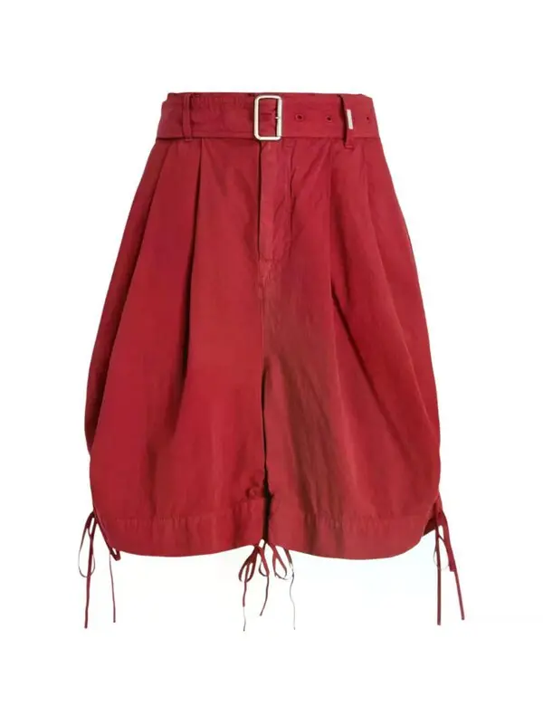 High Belted Drawstring-hem Shorts