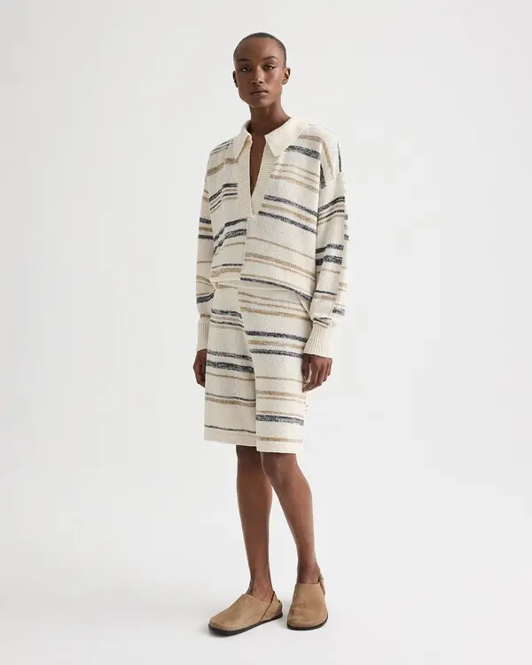 TWP Intarsia Stripe Linen-silk Shorts