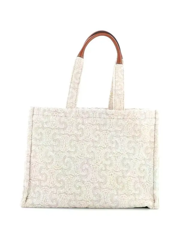 Celine Cabas Thais Triomphe Embroidered Large Tote Bag - Brown