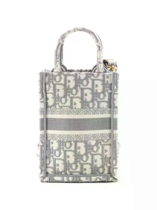 Dior Oblique Canvas Book Tote Phone Bag - Grey