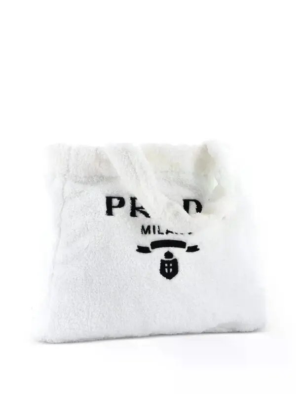 Prada Logo Terry Cloth Tote Bag - Neutrals