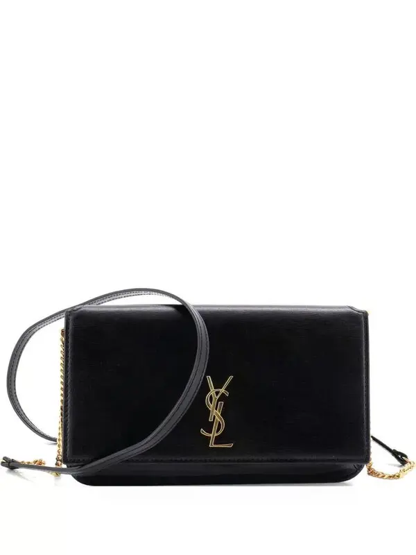 Saint Laurent Classic Monogram Phone Holder Leather Crossbody Bag - Black