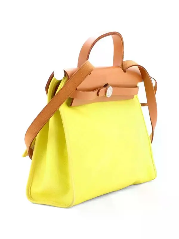 Hermès Herbag Zip Berline Vache Canvas And Leather 31 Shoulder Bag - Yellow