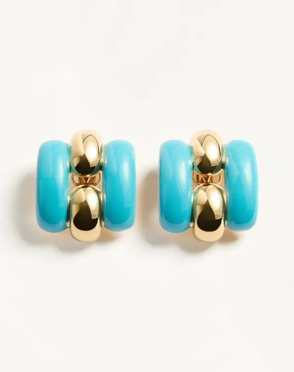 Valentino Garavani Pas Plus Metal And Enamel Earrings - Turquoise/gold