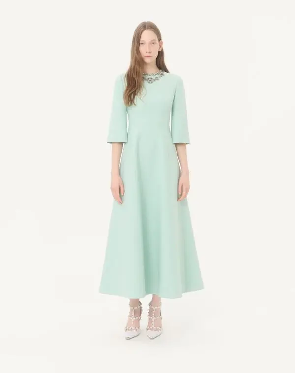 Valentino Garavani Crepe Couture Embroidered Midi Dress - Celadon/silver