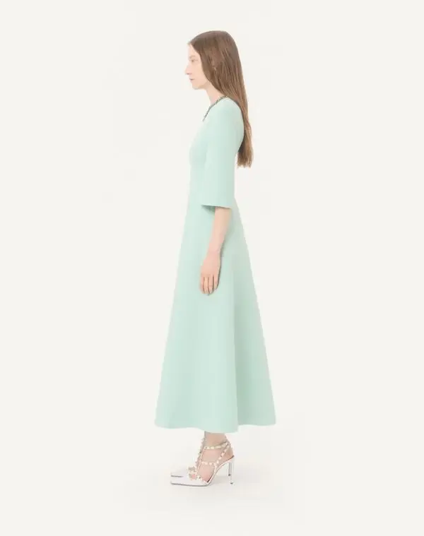 Valentino Garavani Crepe Couture Embroidered Midi Dress - Celadon/silver
