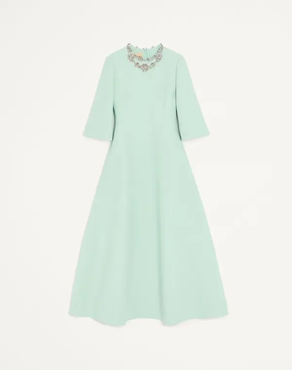 Valentino Garavani Crepe Couture Embroidered Midi Dress - Celadon/silver