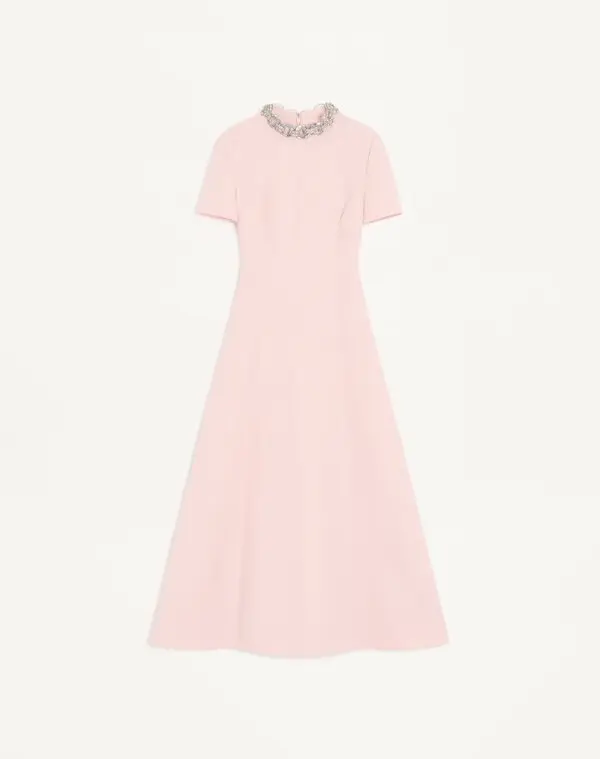 Valentino Garavani Crepe Couture Embroidered Midi Dress - Pink/silver