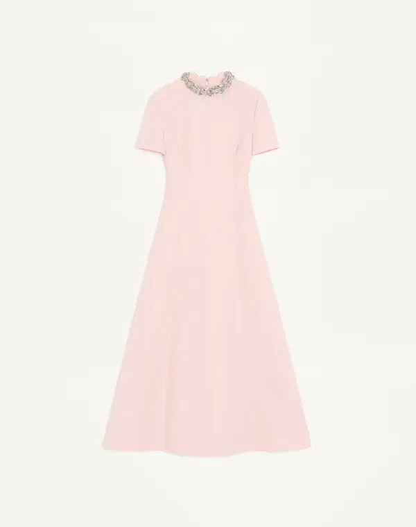 Valentino Garavani Crepe Couture Embroidered Midi Dress - Pink/silver