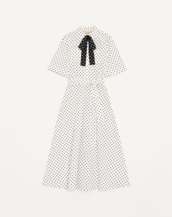 Valentino Garavani Poplin Plusdepois Print Midi Dress - White/ Black