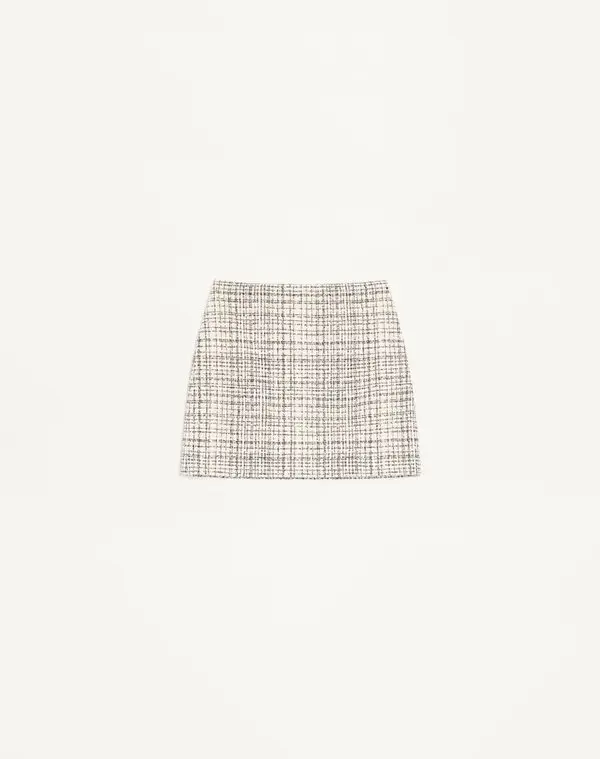 Valentino Garavani Square Tweed Mini Skirt - Vanilla/black