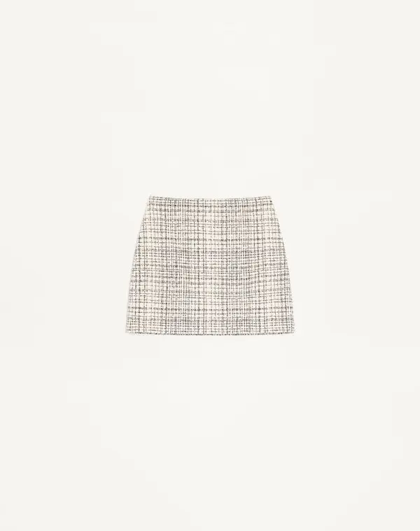 Valentino Garavani Square Tweed Mini Skirt - Vanilla/black