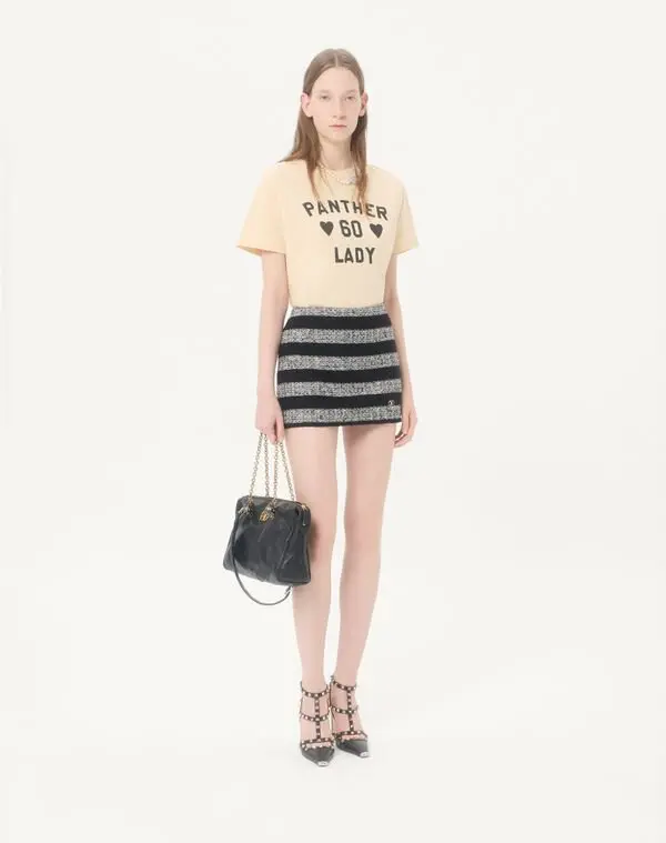 Valentino Garavani Panther Lady Jersey T-shirt - Birch/black