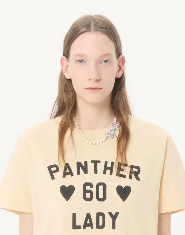 Valentino Garavani Panther Lady Jersey T-shirt - Birch/black