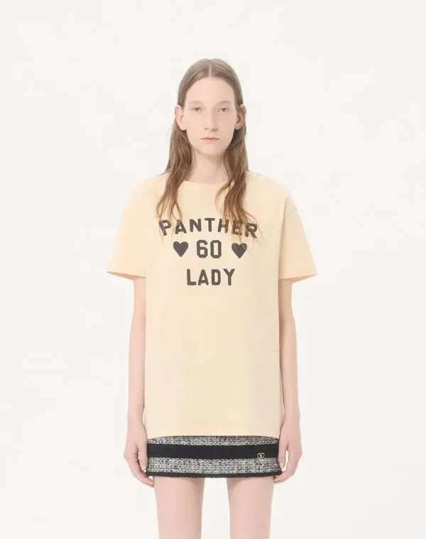 Valentino Garavani Panther Lady Jersey T-shirt - Birch/black