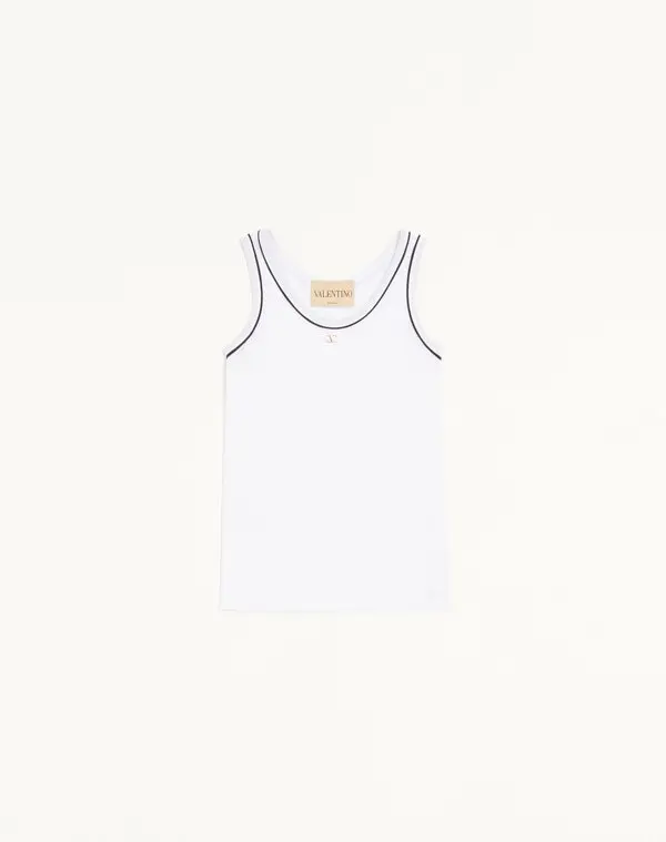 Valentino Garavani Cotton Jersey Top - White/ Black