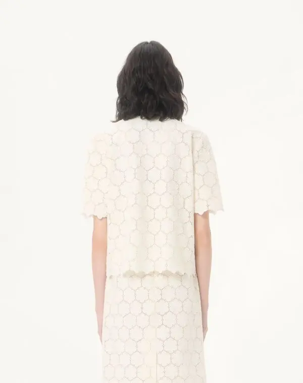 Valentino Garavani Fleurs A Jour Cotton Jacket - Latte/black