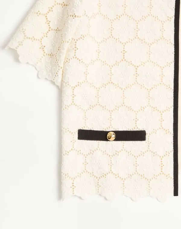 Valentino Garavani Fleurs A Jour Cotton Jacket - Latte/black