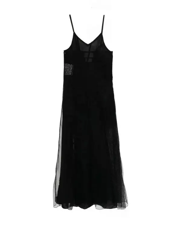 QUETSCHE Lace-panel Sheer-overlay Dress - Black