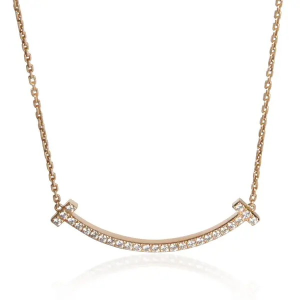Tiffany & Co. Rose Gold Diamond Medium Model T Smile Necklace - Rose_gold