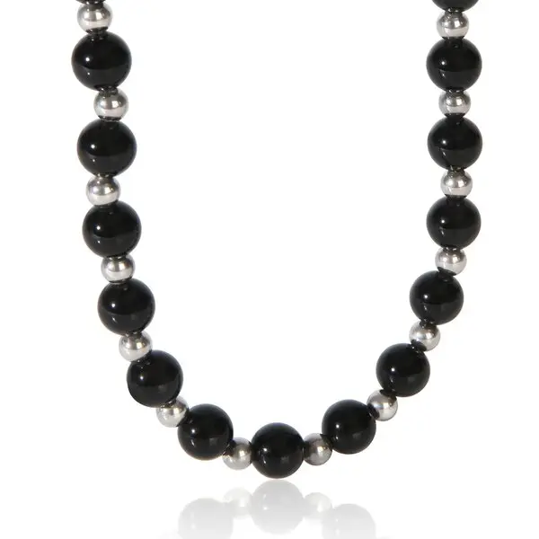 Tiffany & Co. Sterling Silver Onyx And Silver Bead Necklace - Sterling_silver