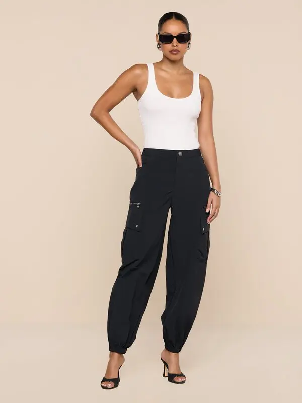 L'Agence Greer Cargo Nylon Joggers - Black