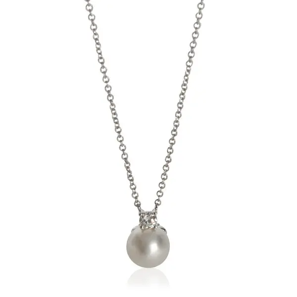 Tiffany & Co. White Gold Pearl And Diamond Signature Pendant - White_gold