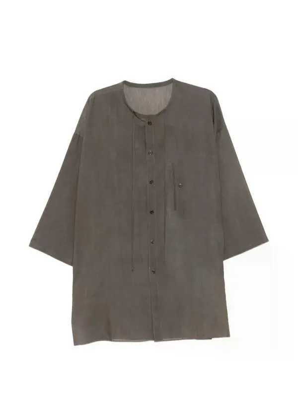 Yohji Yamamoto Semi-sheer Wide-sleeve Shirt - Grey