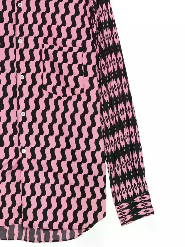 Comme Des Garçons Abstract-print Long-sleeve Shirt - Pink