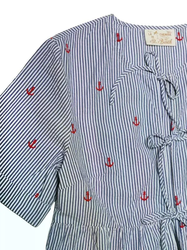 MC2 SAINT BARTH Anchor-embroidered Striped Blouse