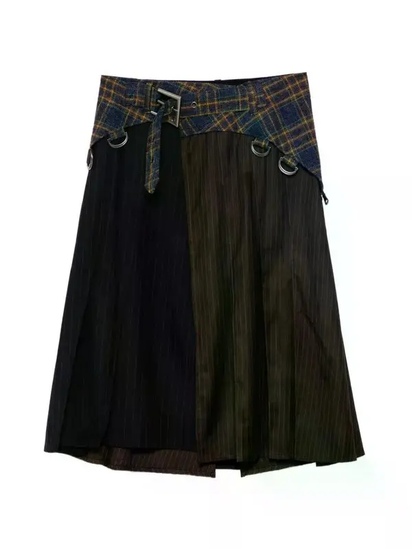 Andersson Bell Panelled Pinstripe And Check-pattern Skirt