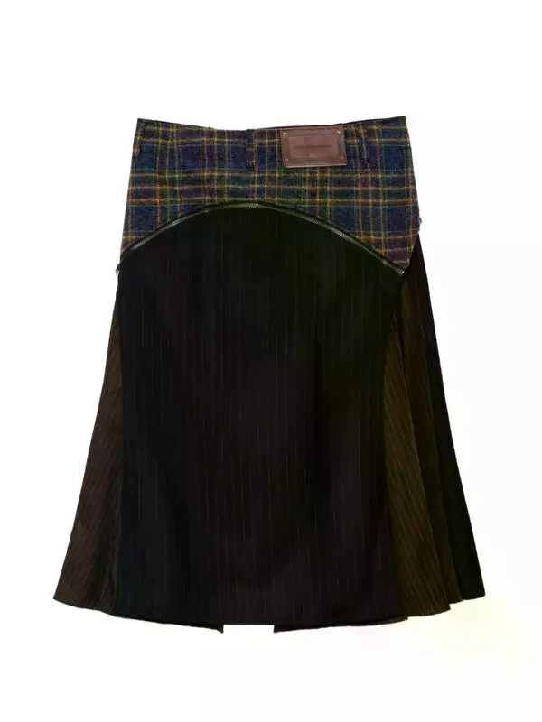 Andersson Bell Panelled Pinstripe And Check-pattern Skirt