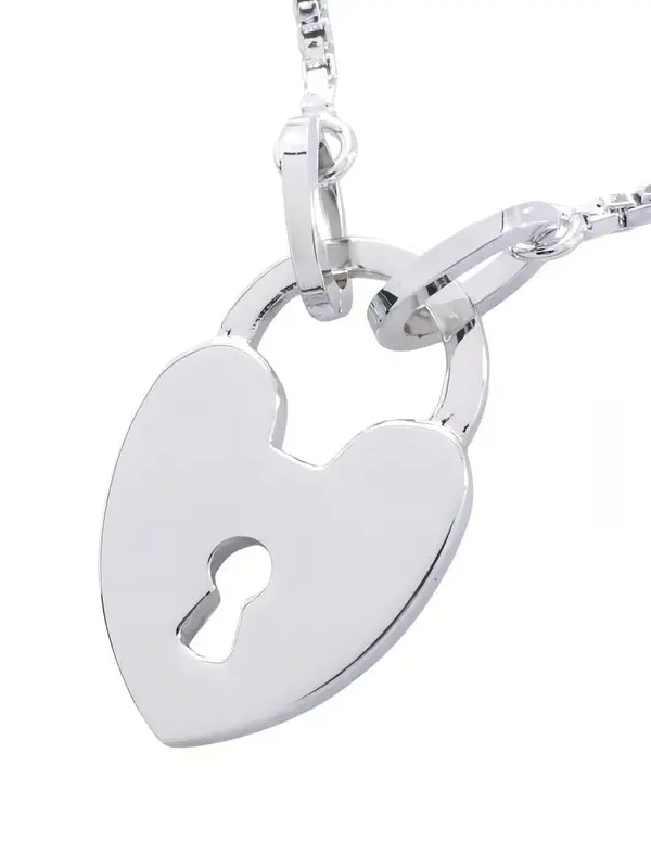 Dior Heart Lock Necklace - Silver