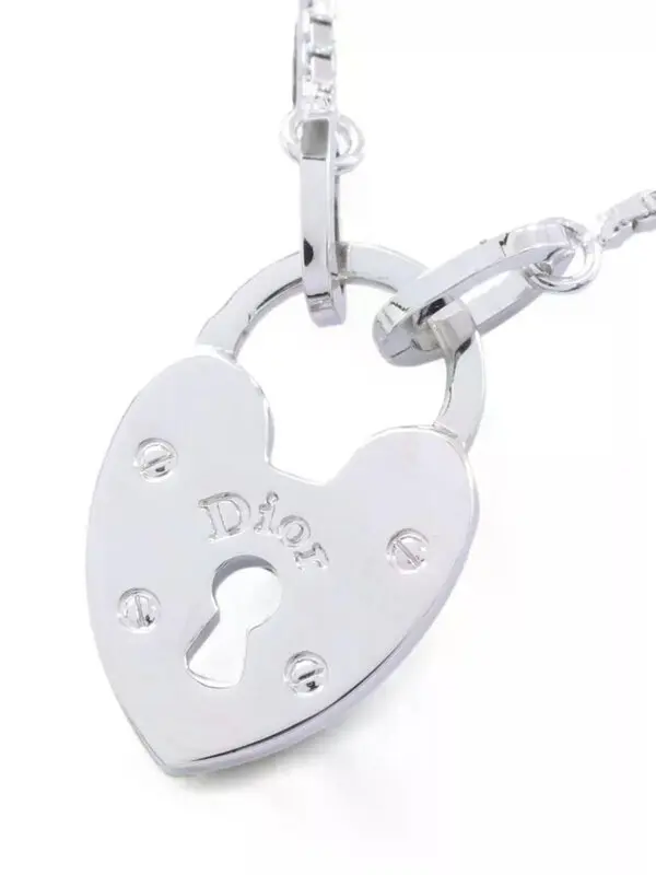 Dior Heart Lock Necklace - Silver