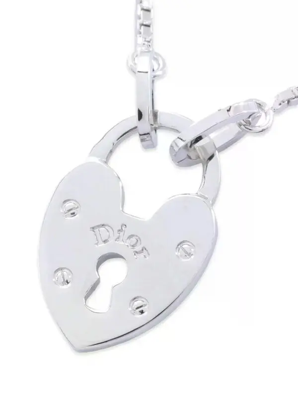 Dior 2010s Heart Lock Necklace - Silver