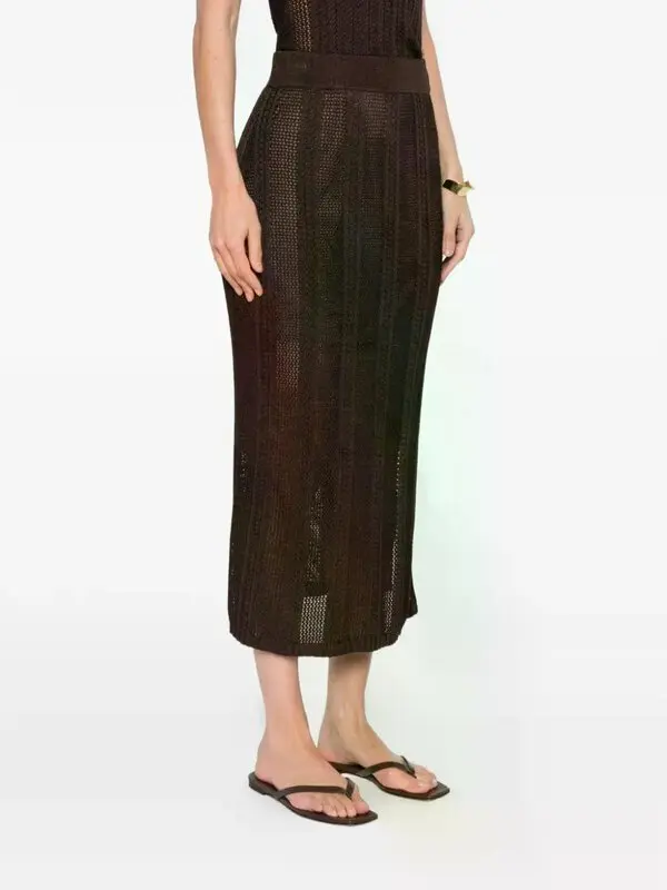PENNYBLACK Ribbed-knit Crochet Skirt - Brown