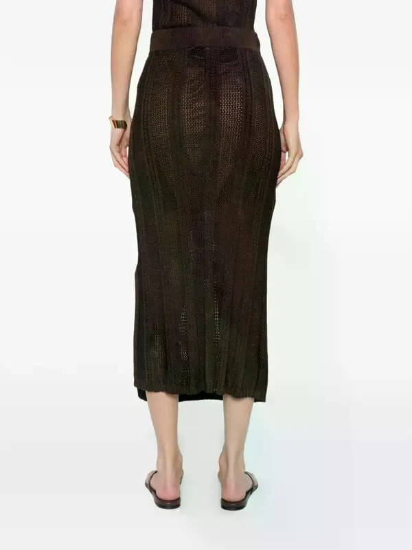 PENNYBLACK Ribbed-knit Crochet Skirt - Brown