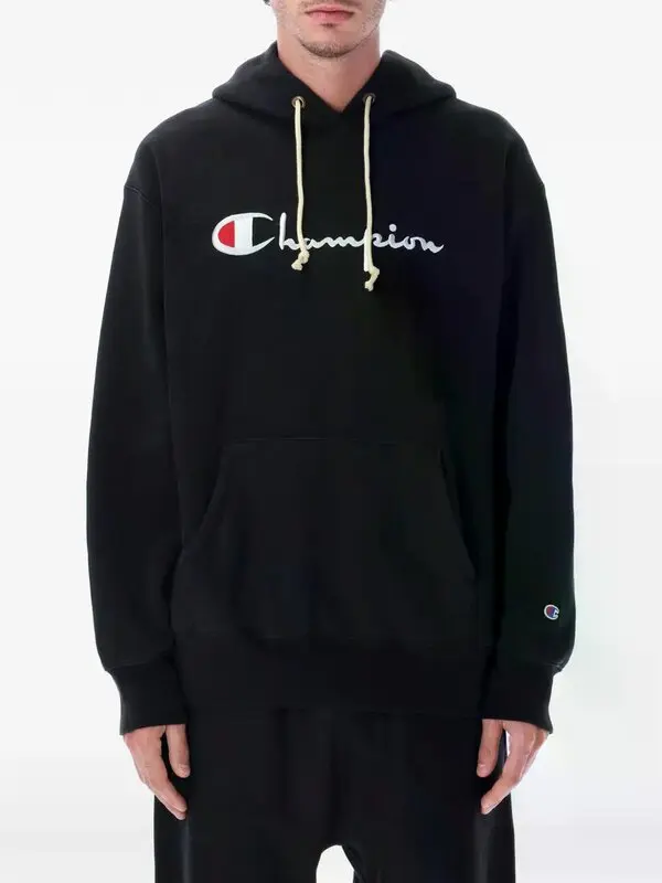 Champion Logo-embroidered Hoodie - Black