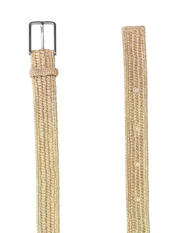 Maison Kitsuné Woven-raffia Belt