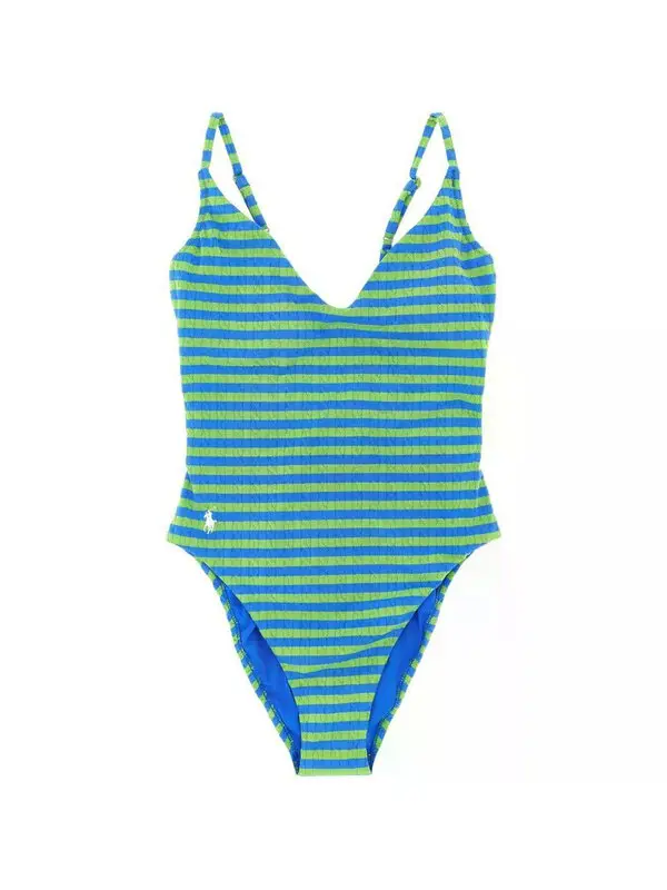 Polo Ralph Lauren Striped Cable-knit One-piece Swimsuit - Blue