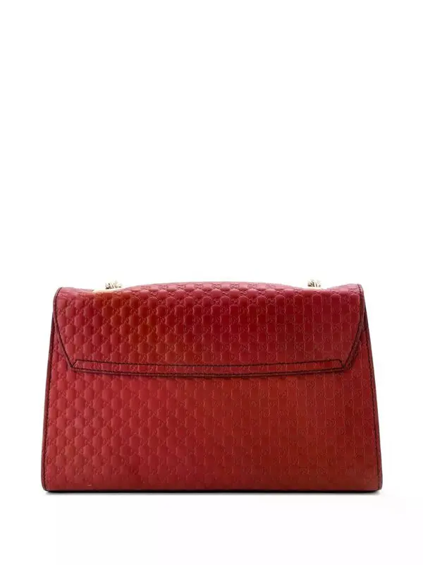 Gucci Emily Chain Flap Bag Microssima Leather Medium Shoulder Bag - Red