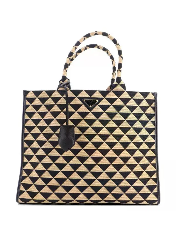 Prada Symbole Jacquard Large Tote Bag - Black