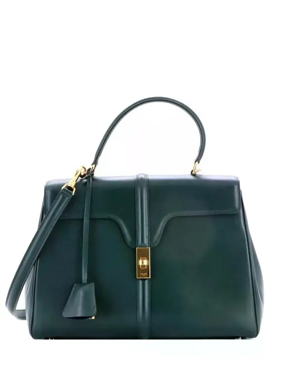 Celine 16 Smooth Calfskin Top Handle Satchel - Green