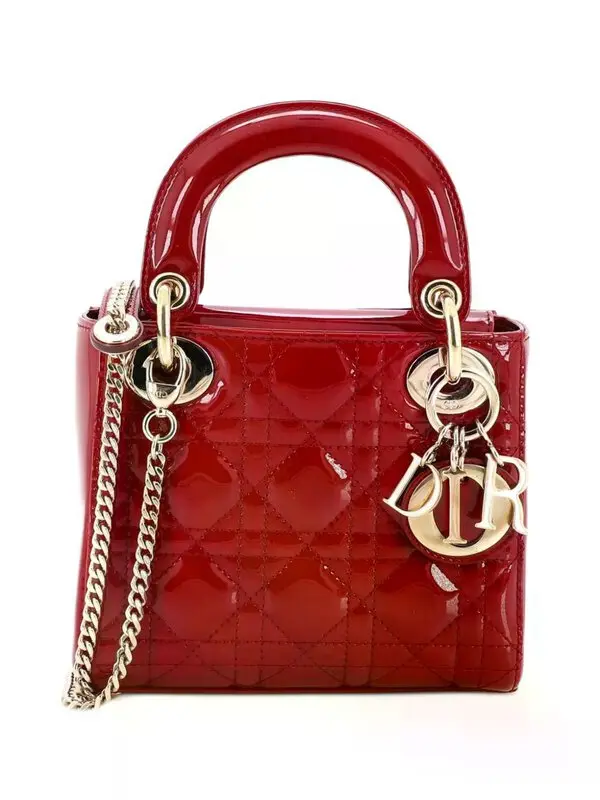 Dior Lady Cannage Quilt Patent Mini Satchel