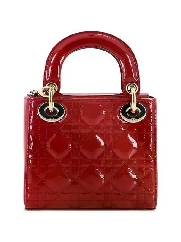 Dior Lady Cannage Quilt Patent Mini Satchel