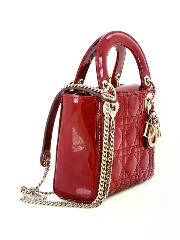 Dior Lady Cannage Quilt Patent Mini Satchel