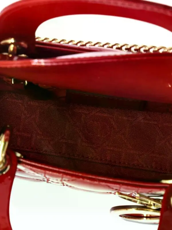 Dior Lady Cannage Quilt Patent Mini Satchel