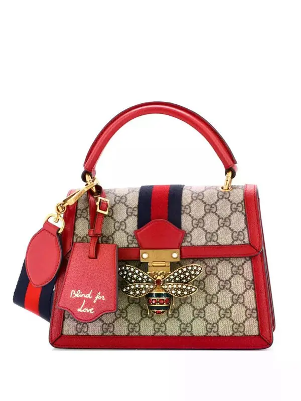 Gucci Queen Margaret Top Handle Gg Coated Canvas Satchel - Red